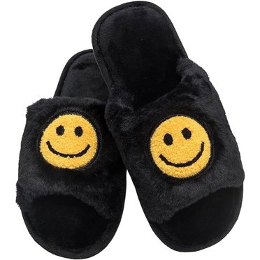 Smiley Face Slippers (Unisex), Slip Resistant, Slide-On House Shoes ...