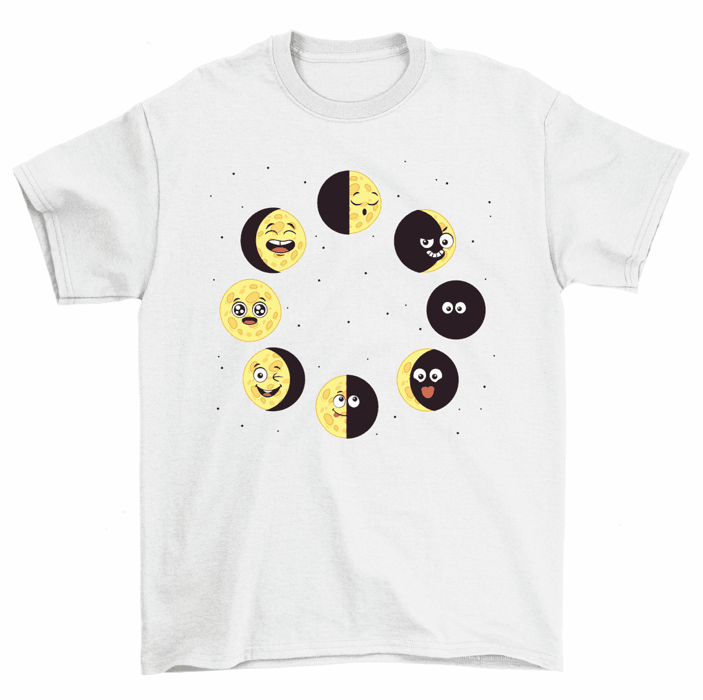 Smiley Faces Moon Phases Happy Face T-Shirt Women Unisex - Walmart.com
