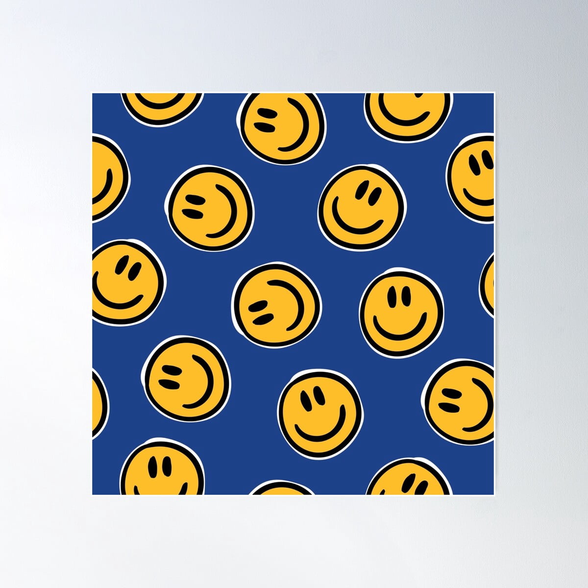 Smiley Faces Pattern On Vivid Blue - Playful Retro Design - Numbered ...