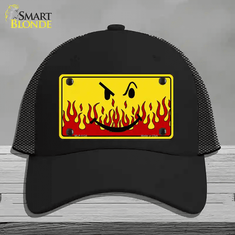 Smiley Flame Novelty License Plate Hat Mesh Black - Walmart.com