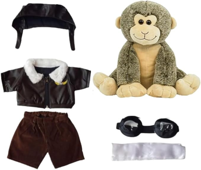Smiley Monkey with Pilot Outfit Helmet Goggles and Scarf for Plush Toy ...