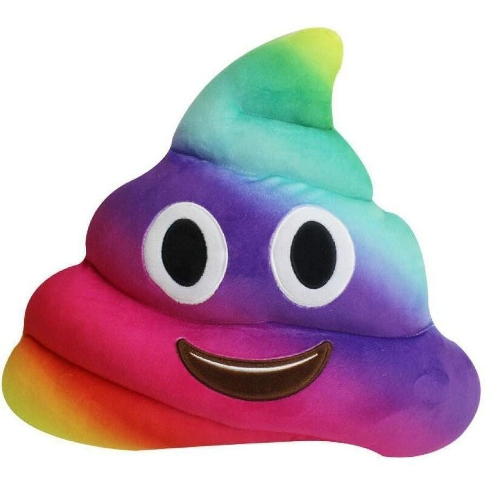 Smiley Poo Shape Rainbow Cushion - Pink Yellow Round Plush Soft Pillow ...