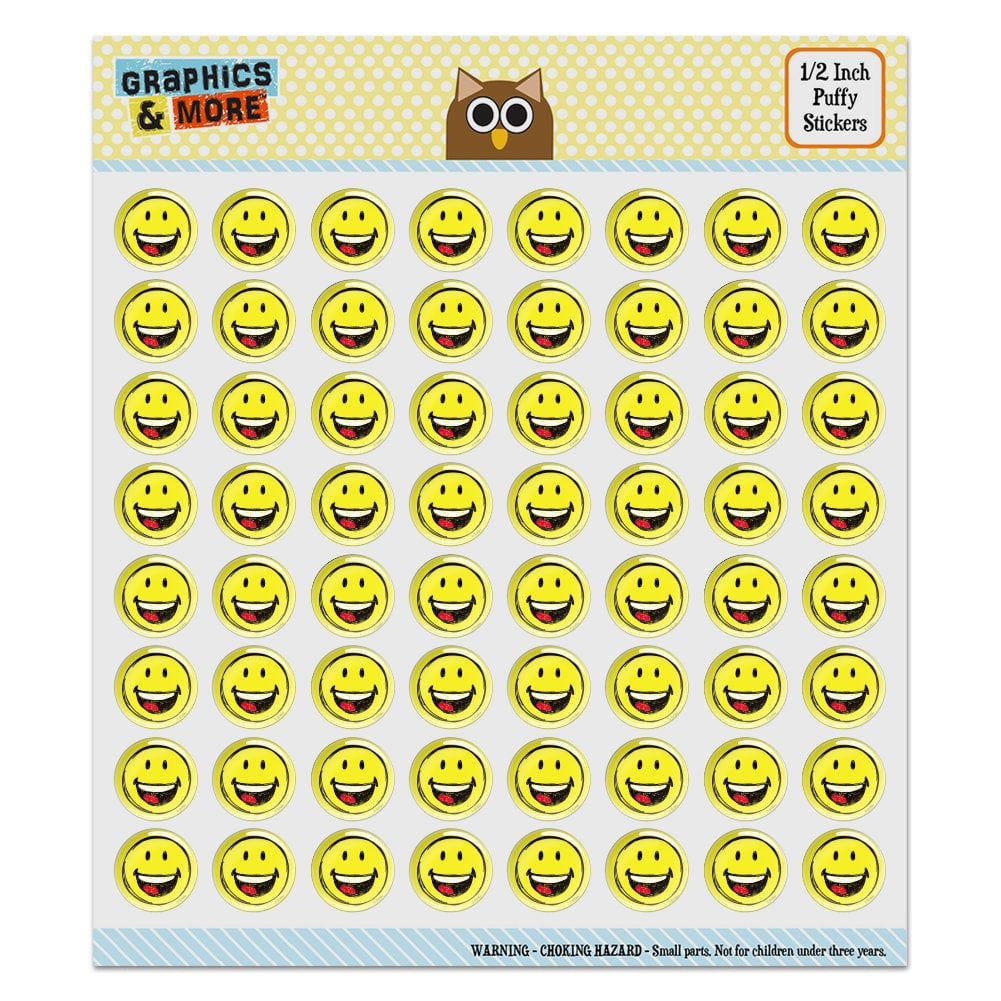 Smiley Smile Happy Sketchy Mouth Tongue Yellow Face Puffy Bubble Dome ...