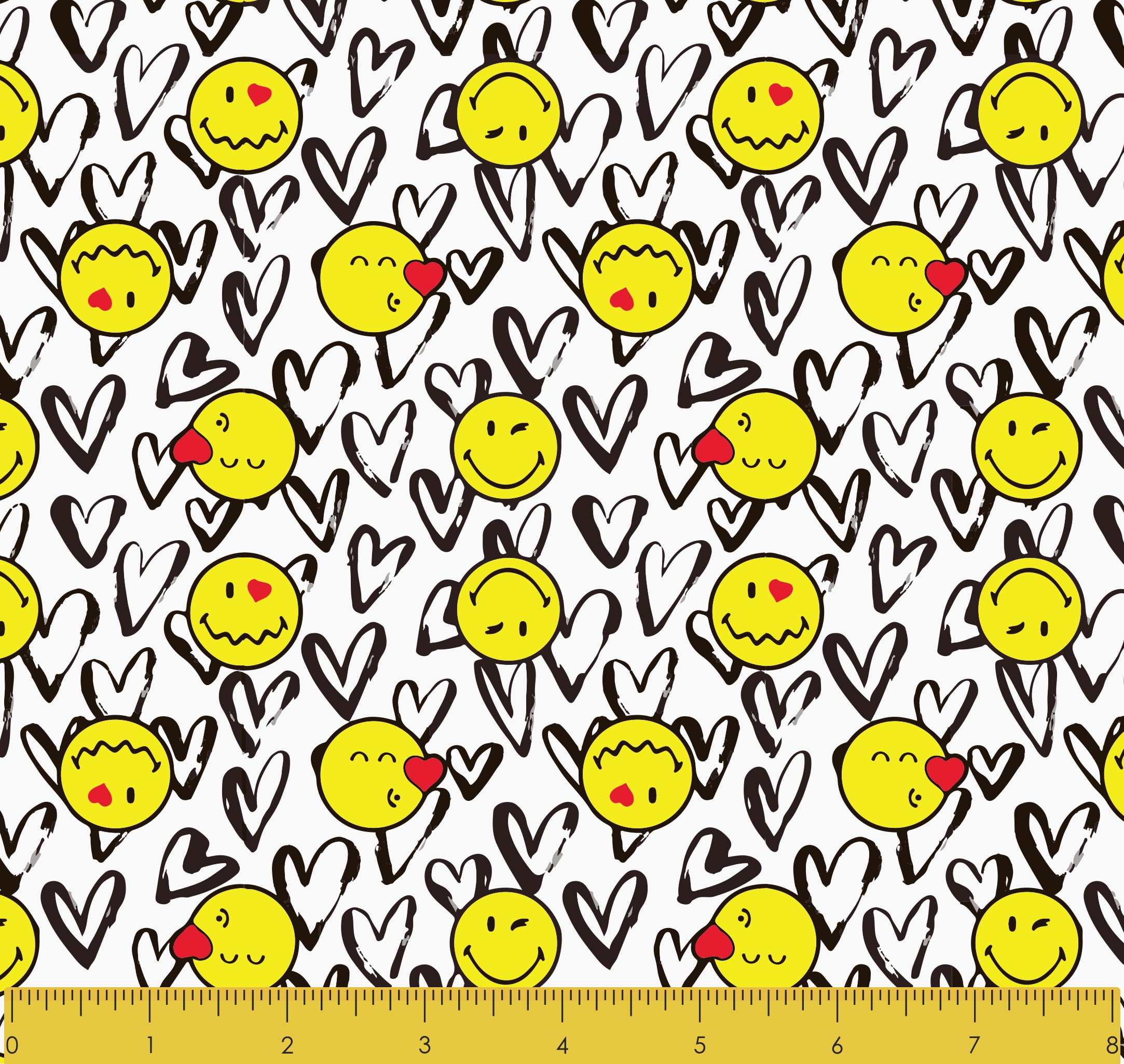 Smiley World Smile and Love 100% Cotton 44” Wide, Quilt Crafts Fabric ...