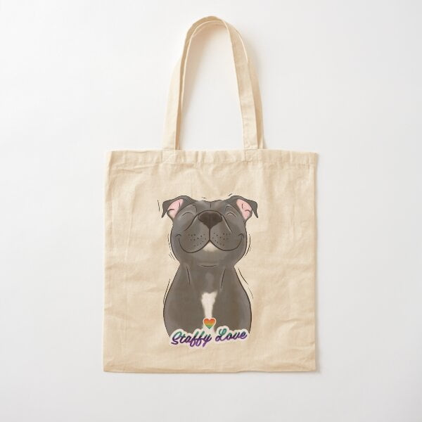 Smiling Blue Staffy Dog (Stafford) Staffy Love Cotton Tote Bag Canvas ...