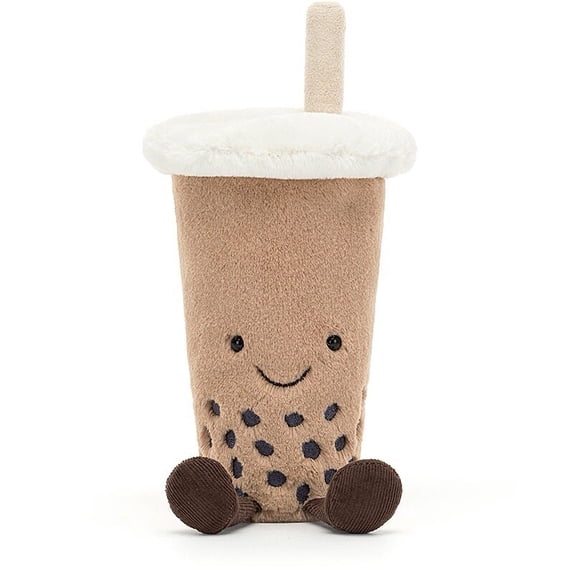 Smiling Boba Tea Plush: Soft Brown Bubble Tea Stuffed Toy with Legs ...