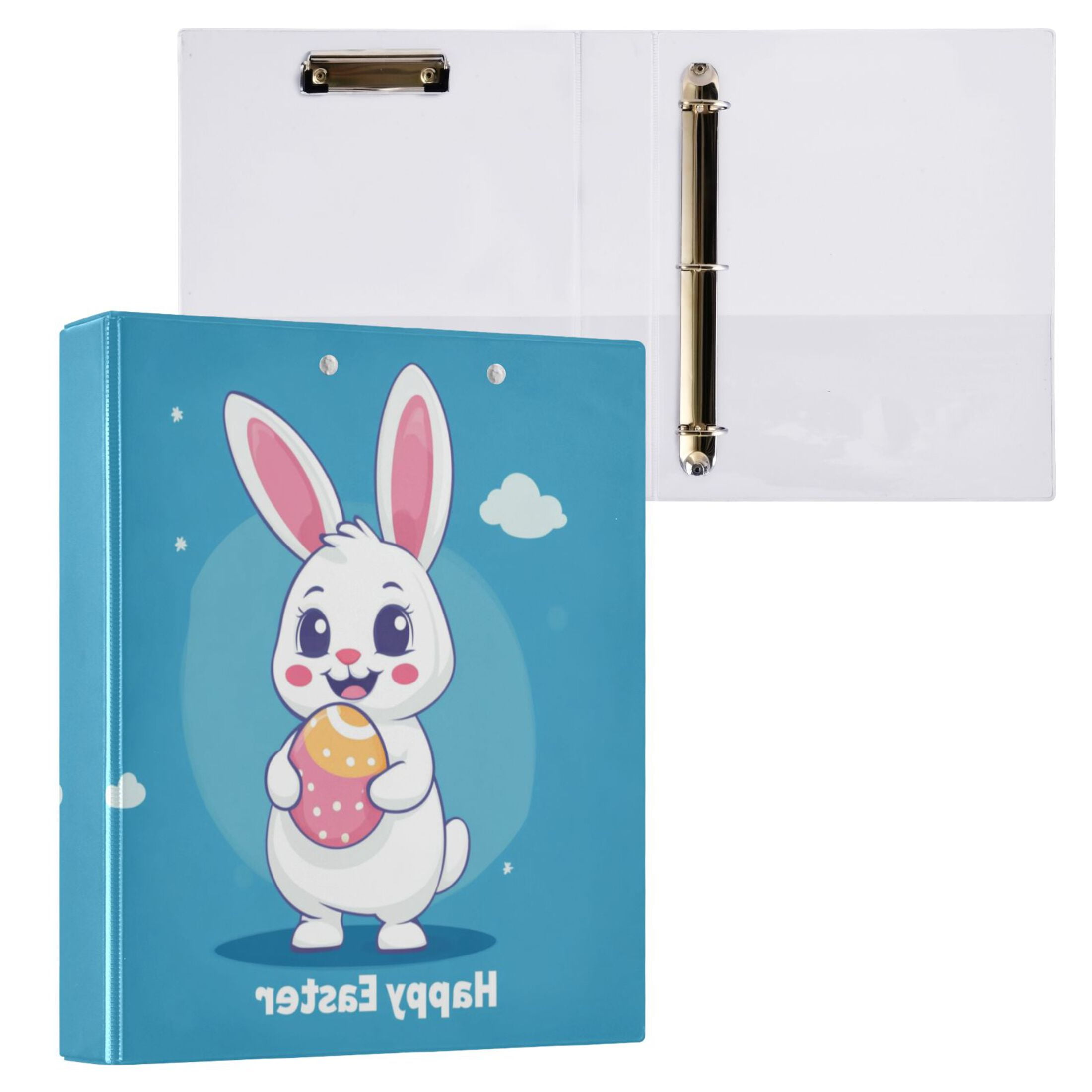 Smiling Cartoon Rabbit 3 Ring Hardcover Binders 1.5in Round Rings for ...