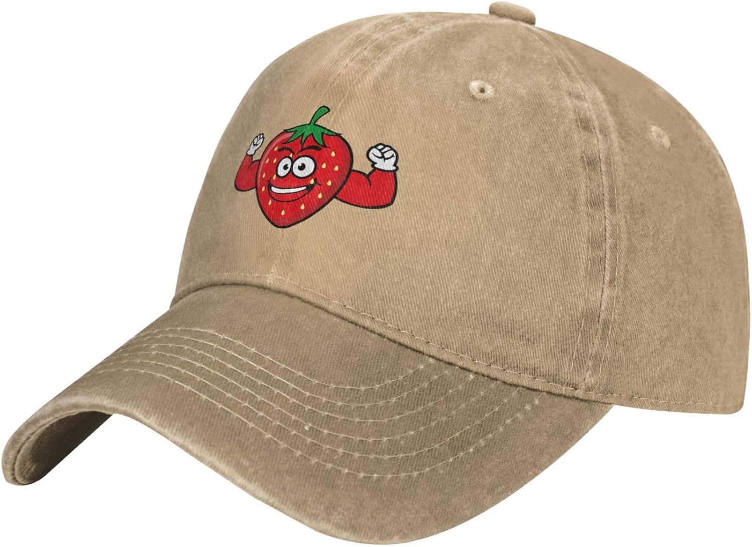 Smiling Cartoon Strawberry Baseball Cap for Men Women Vintage Cowboy ...