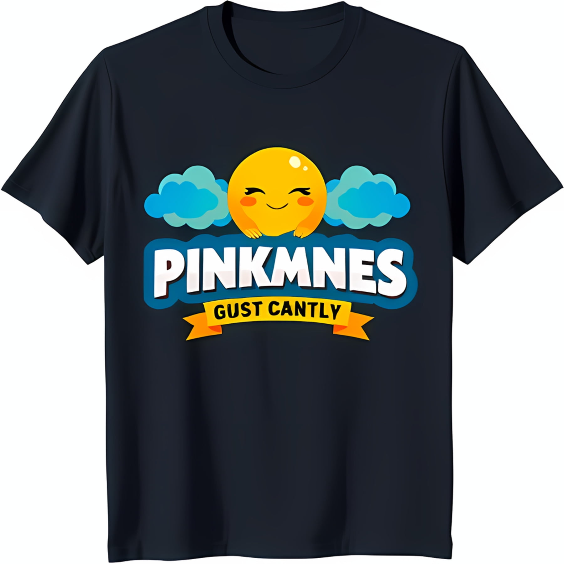Smiling Cartoon Sun with Blue Clouds Graphic Black T-Shirt for Fun Summer Vibes - Walmart.com