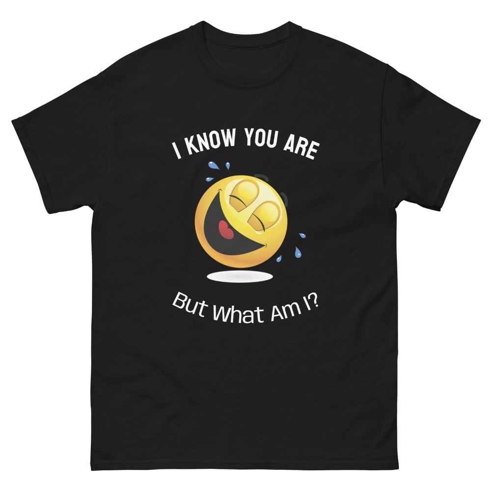 Smiling Emoji T-Shirt 'I Know You are But What Am I?' Internet Meme Tee ...