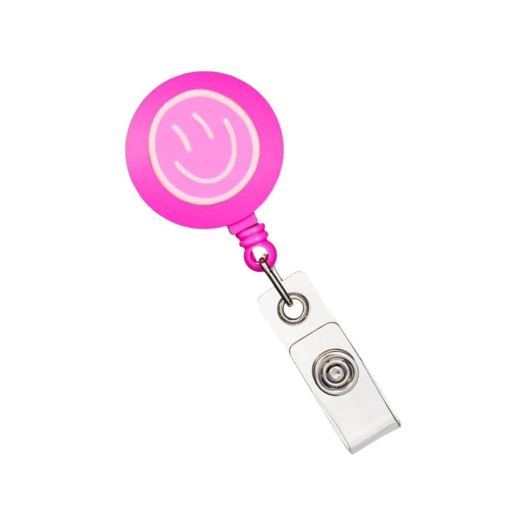Smiling Face Badge Holder Retractable Badge Holder Rotating ABS Badge ...