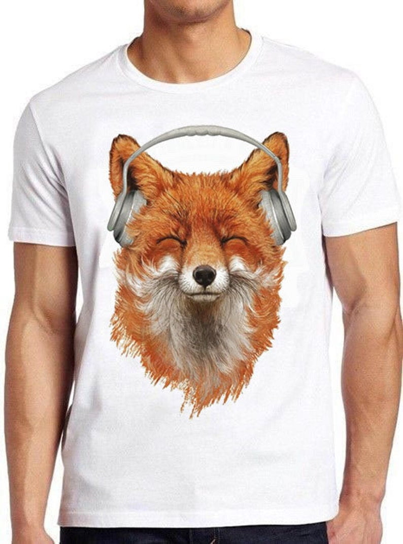 Smiling Fox Headphones Musical DJ Meme Funny Vintage Style Cult Movie ...
