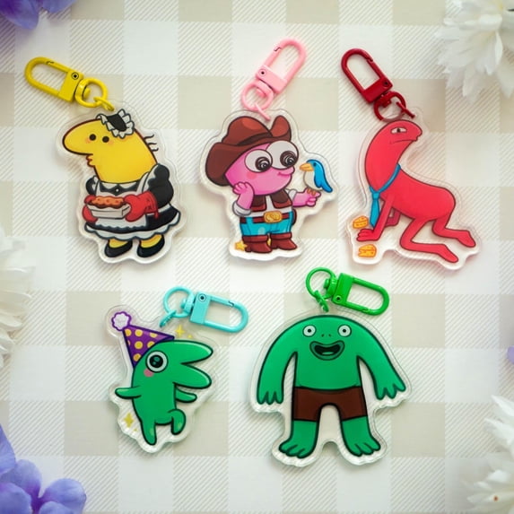 Smiling Friends Acrylic Charms | Charlie, Pim, Glep, Allan, Mr. Frog ...