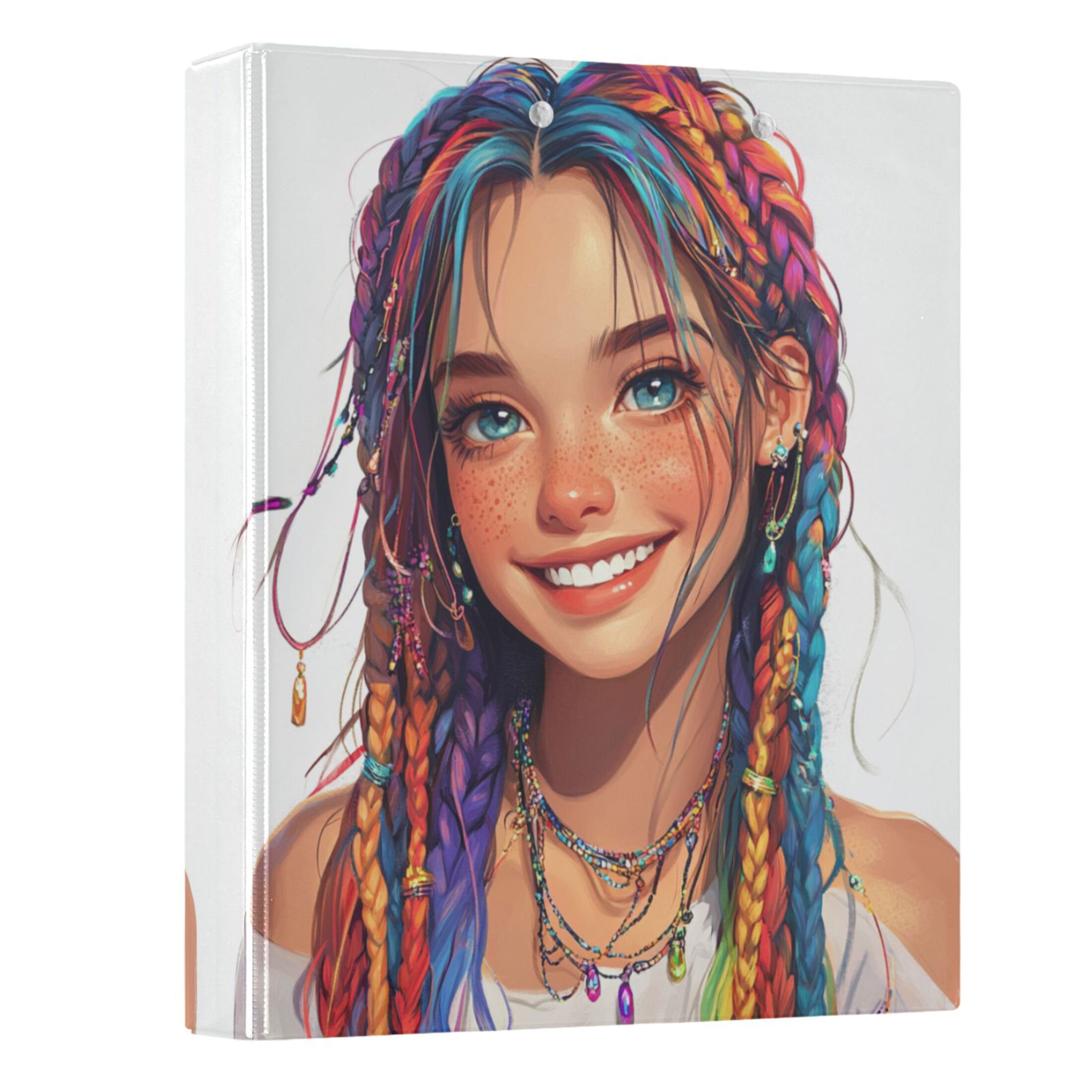 Smiling Girl 3 Ring Hardcover Binders 1.5in Round Rings for Letter-Size ...