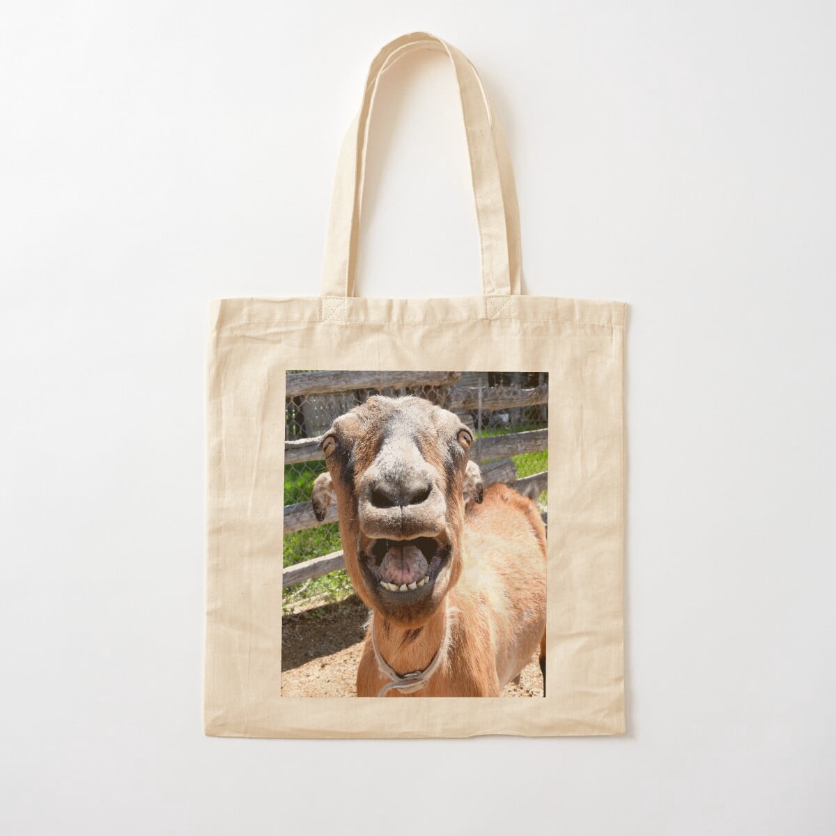 Smiling Goat, Yelling Goat, Funny Goat Cotton Tote Bag Canvas Tote Bag ...