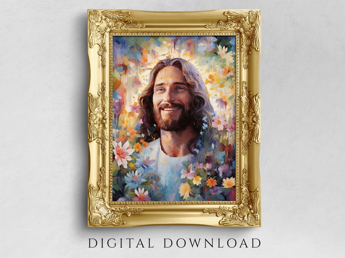Smiling Jesus Christ Portrait: Easter Christian Home Decor (Digital ...