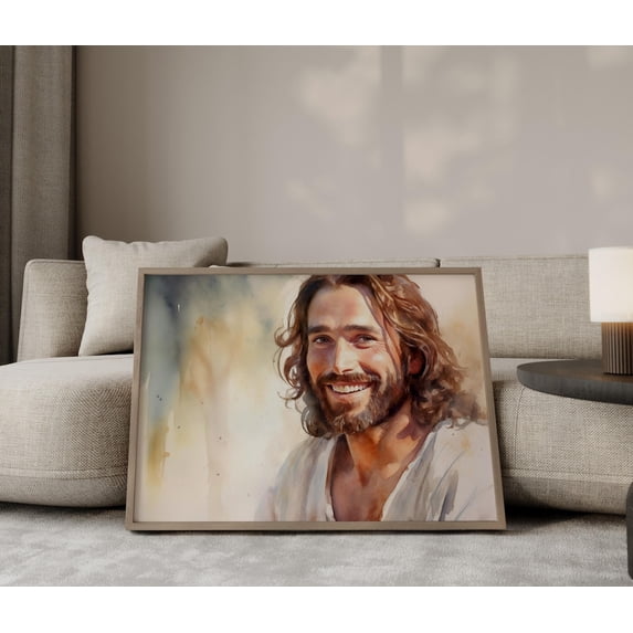 Smiling Jesus Christ Religious Wall Art Home Decor Design 4, Unframed ...