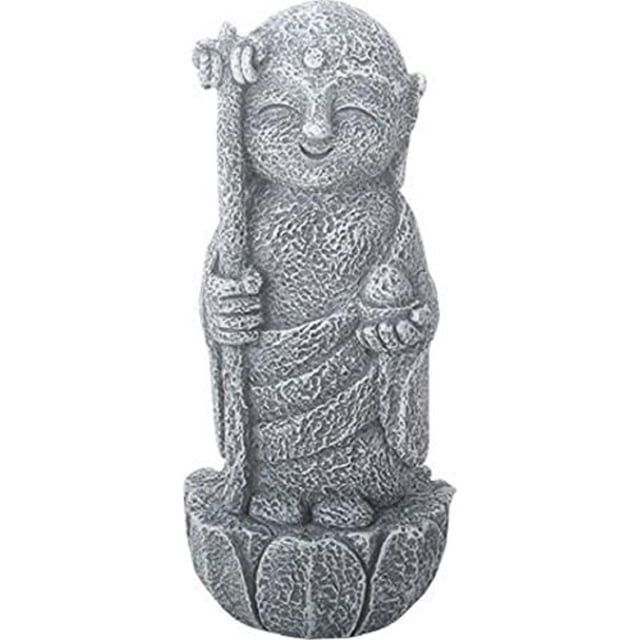 Smiling Jizo Monk with Staff Figurine Buddhism Ksitigarbha Japanese ...