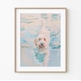 Smiling Labradoodle In Water Joyful Waterdog Colorful Soft Pastel Ocean ...