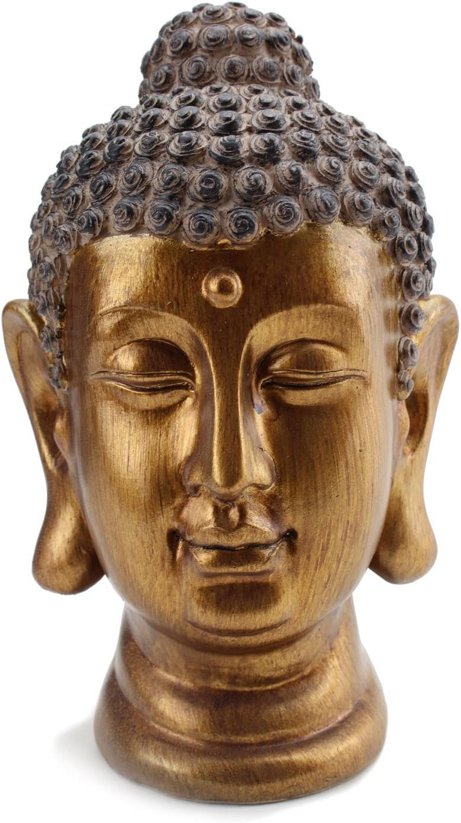 Smiling Meditating Buddha Shakyamuni Head Statue 8" Tall Blessing Mercy ...