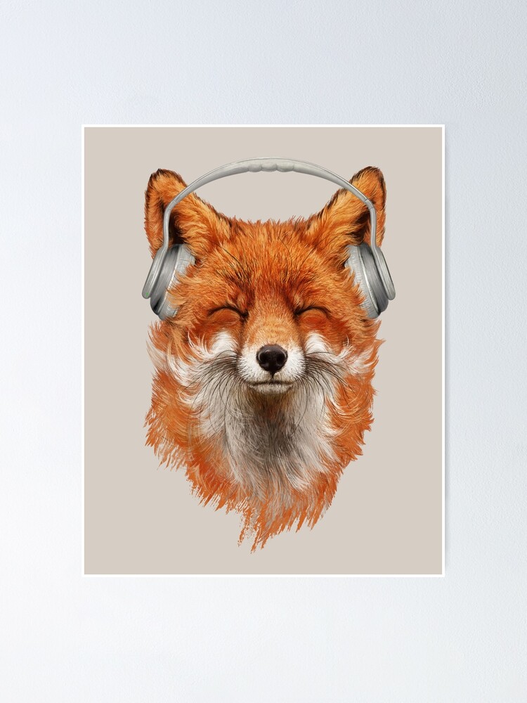 Smiling Musical Fox Canvas Poster Decor Landscape Office Room Decor ...
