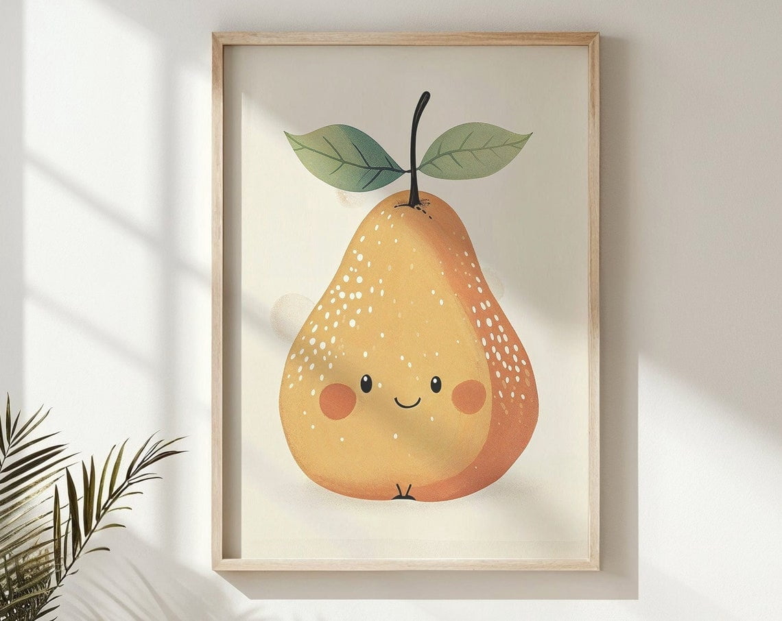 Smiling Pear Printable ~ Nursery Wall Art ~ Kids Fruit Posters Decor ...