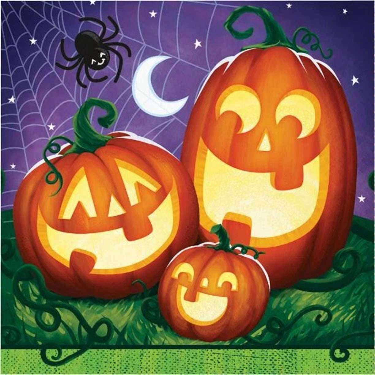 Smiling Pumpkins Halloween Carnival Theme Party Paper Luncheon Napkins ...