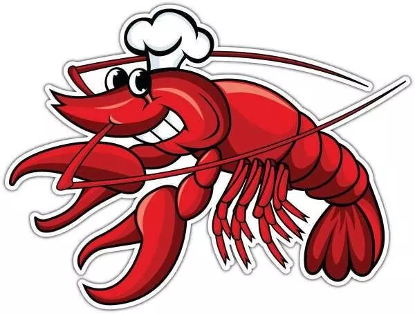 Smiling Red Crayfish Shrimp Chef Cartoon Car Window Stickerphone Decal ...
