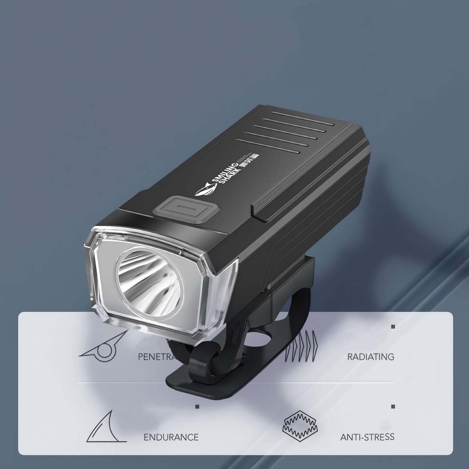 Smiling Shark USB Rechargeable Bike Light, 80LM LED Bicycle Headlight ...