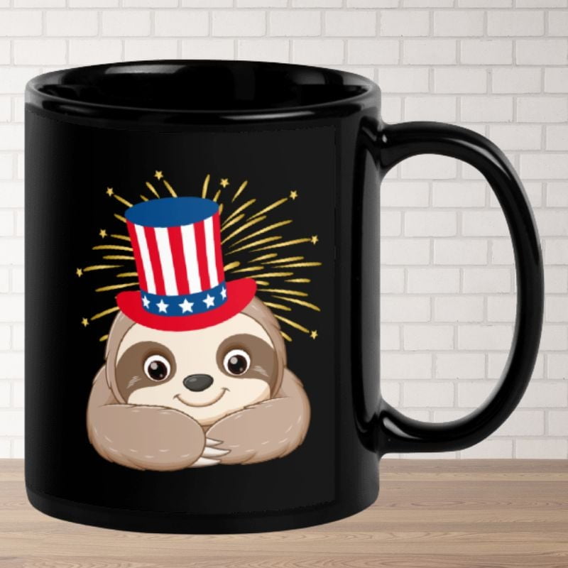 Smiling Sloth Uncle Sam Happy 4th of July Coffee Mug - Walmart.com
