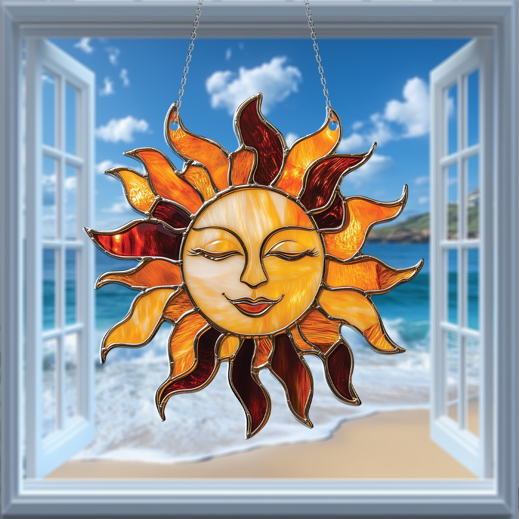 Smiling Sun Suncatcher – Handmade Window Hanging Sun Catcher – Radiant ...