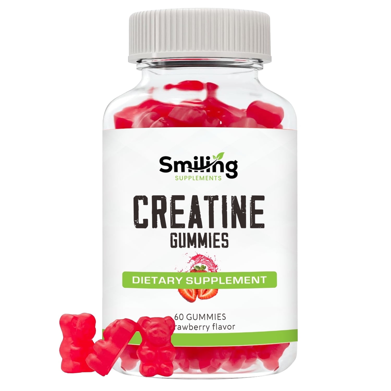 Smiling Supplements Creatine Gummies Energy Gummies Strawberry 60 Count ...
