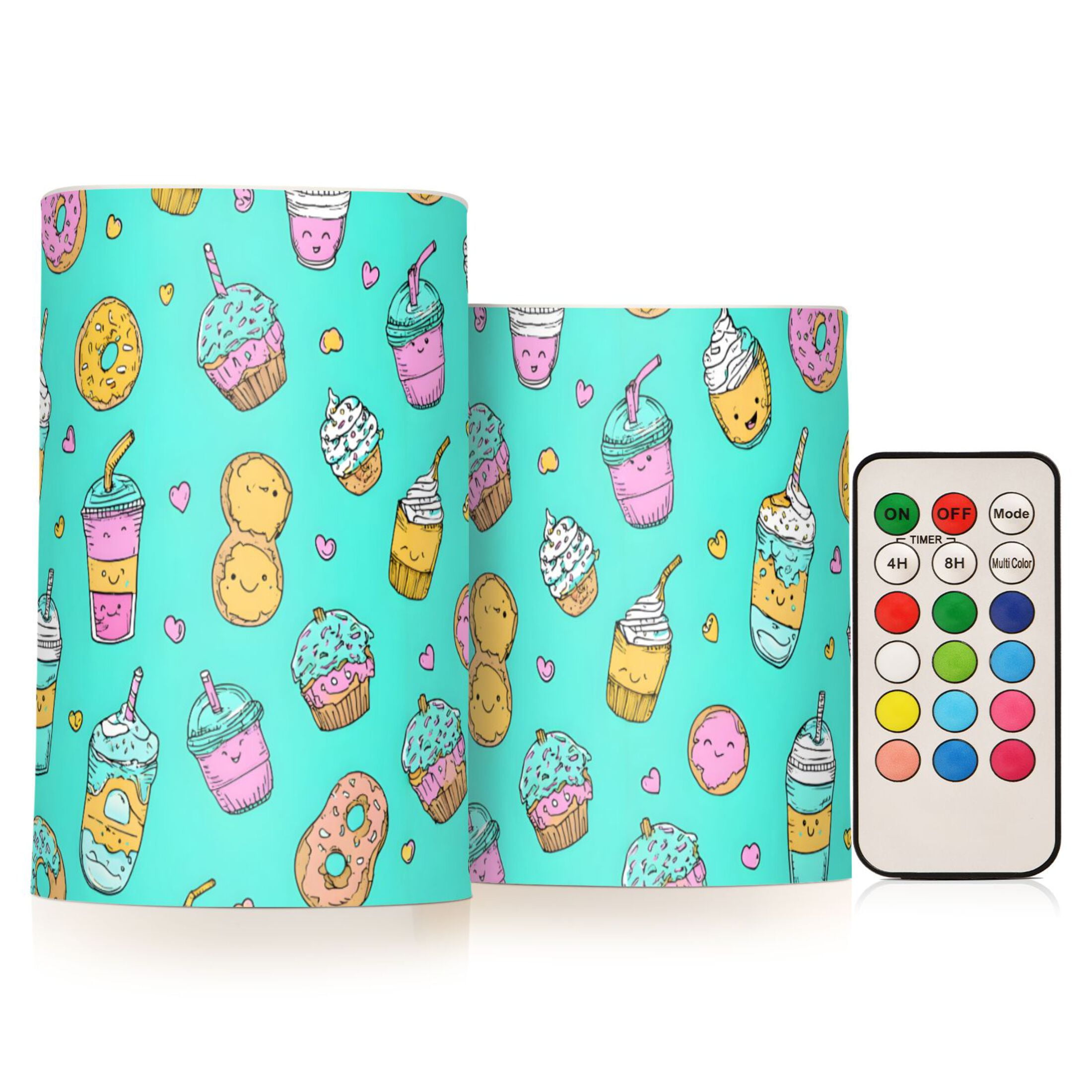 Smiling Sweets Pattern Flameless LED Candle Set with Remote, Battery ...