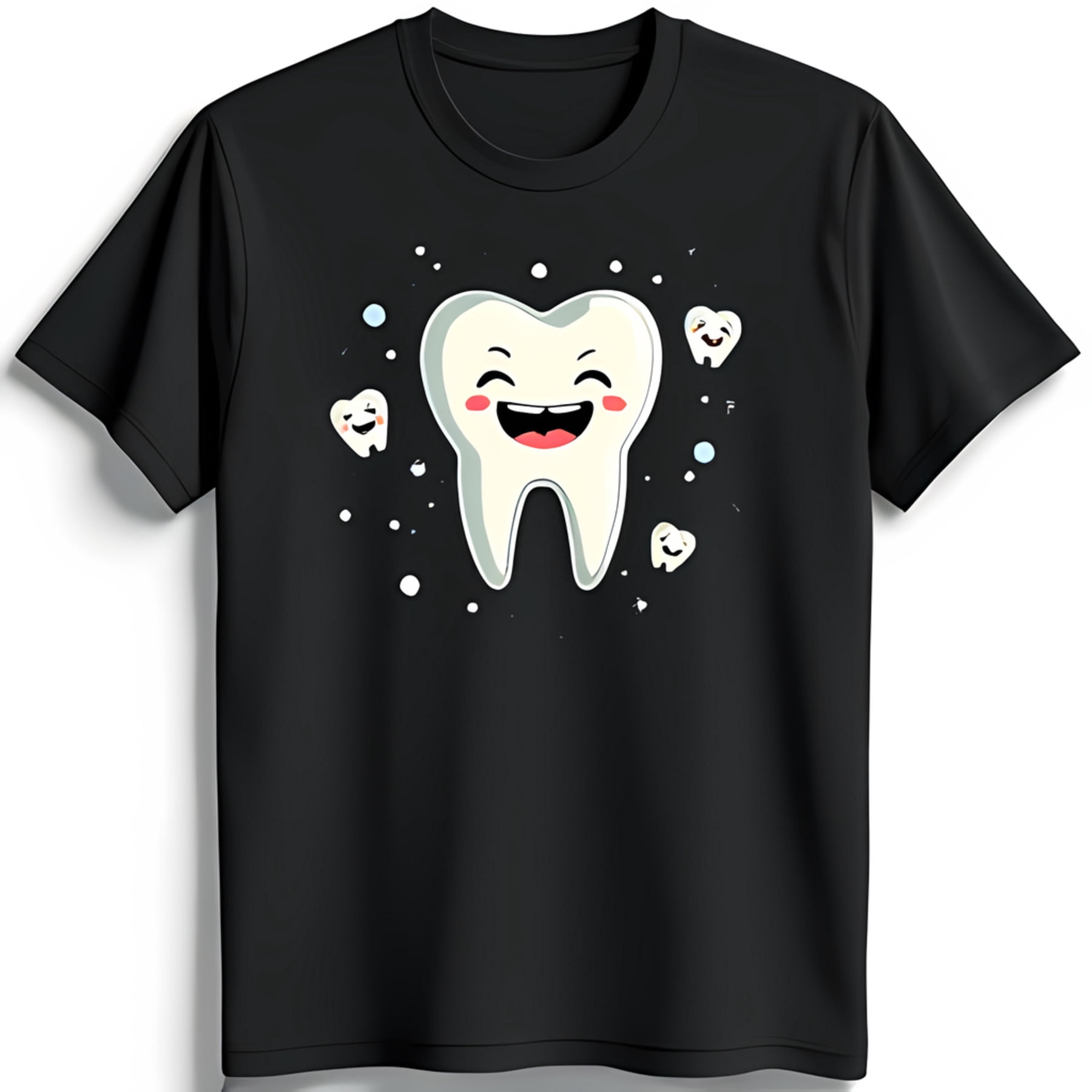 Smiling Tooth Graphic Black T-Shirt for Fun Enthusiasts Cute Design ...