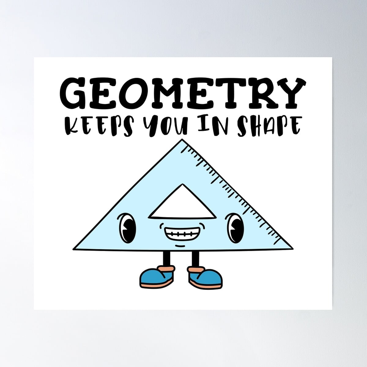 Smiling Triangle Ruler - Fun Geometry Character Poster Wall Art, Modern ...