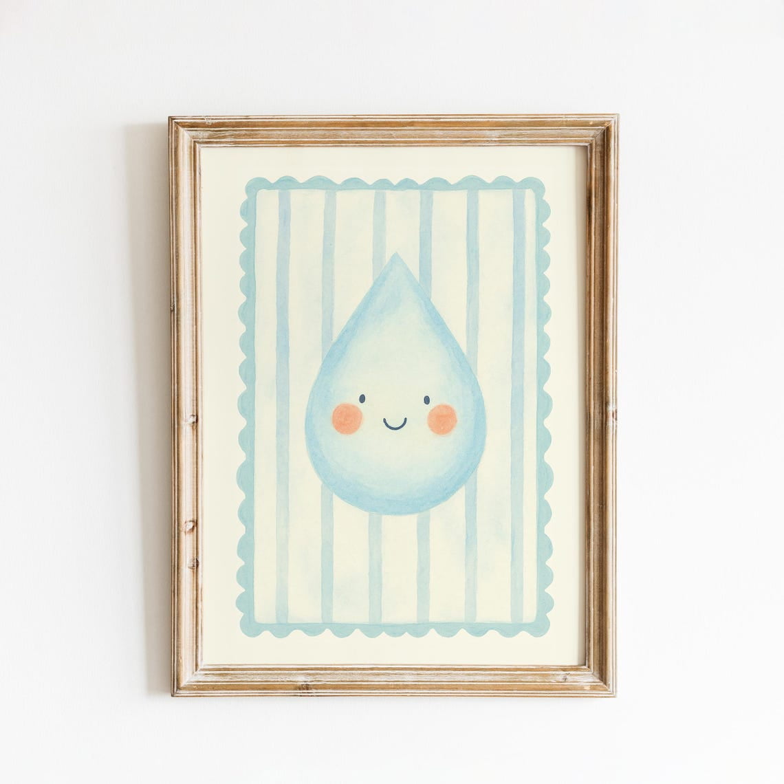 Smiling Water Drop Poster – Cute Nursery Wall Art, Unframed Canvas Size ...