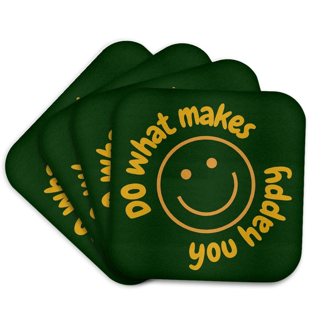 3drose, Smilling Emoji with Text of Do What Makes You Happy, Set of 4 ...