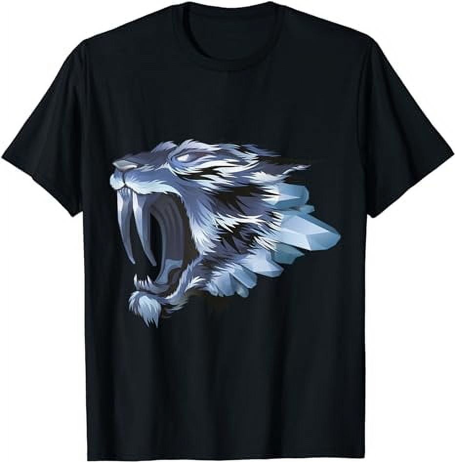 Smilodon Sabertooth Tiger Cat Iced Blue Design T-Shirt - Walmart.com