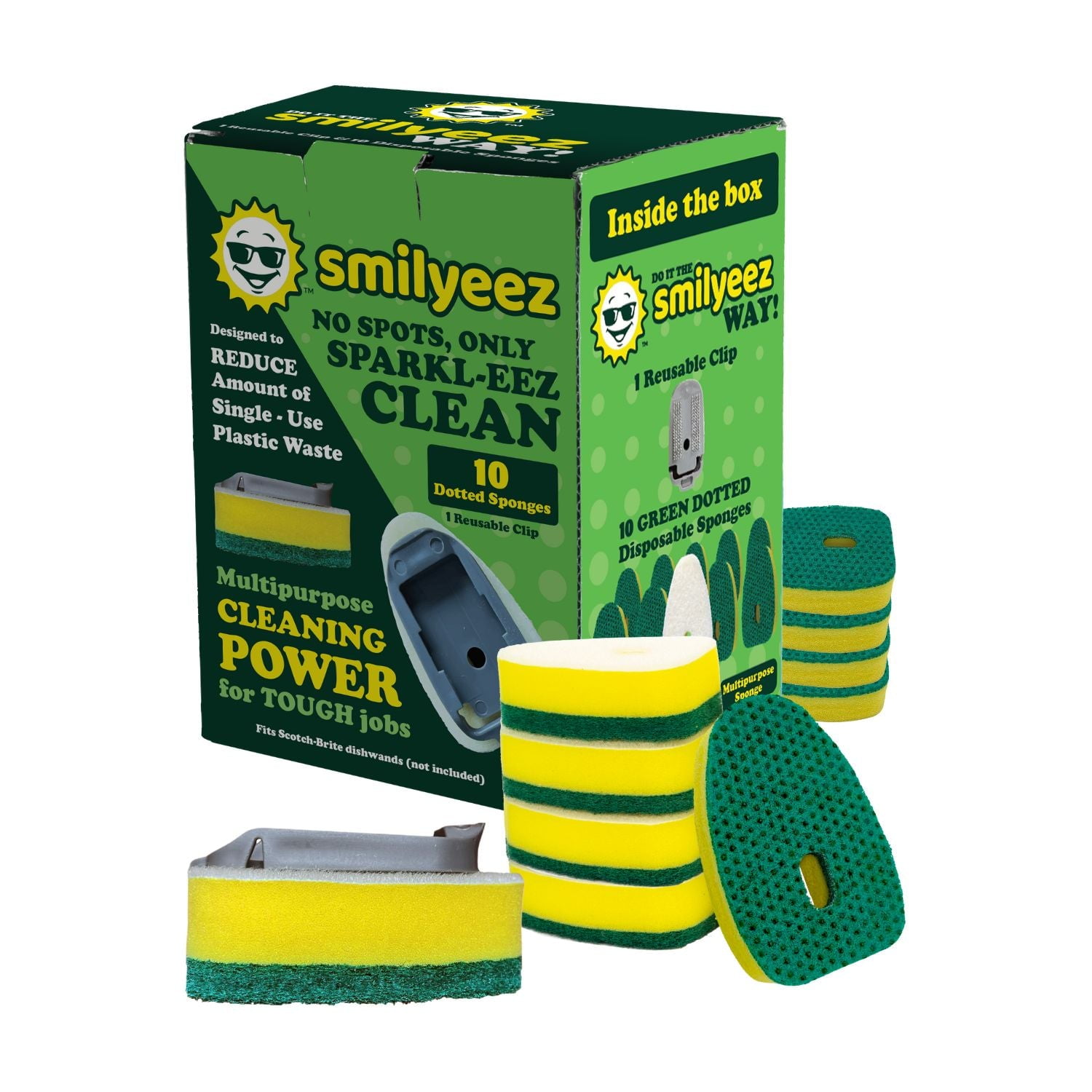 Smilyeez No-Plastic Green Heavy Duty Dotted Sponge Refill for Scotch ...
