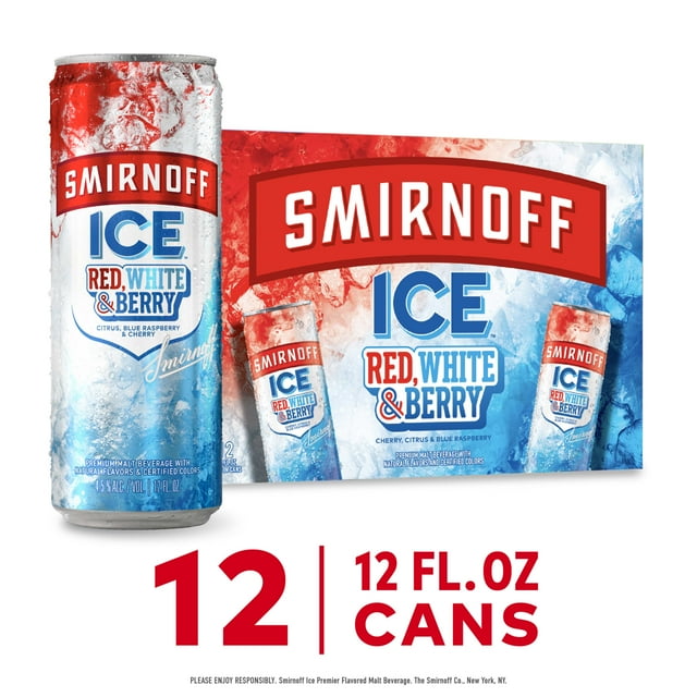 Smirnoff Ice Red White & Berry, 12 fl oz, 12 Pack Cans, 4.5% ABV ...