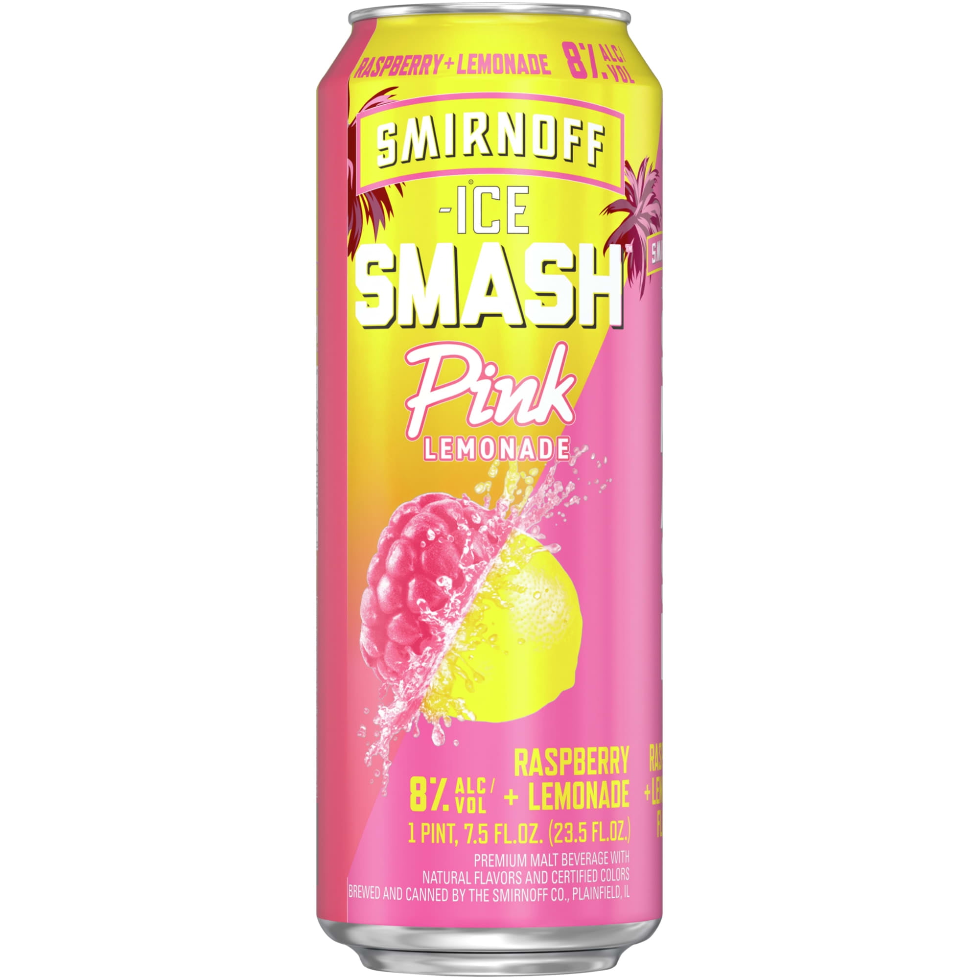 Smirnoff Ice Smash Pink Lemonade, 23.5 fl oz, Single Serve Can, 8% ABV ...