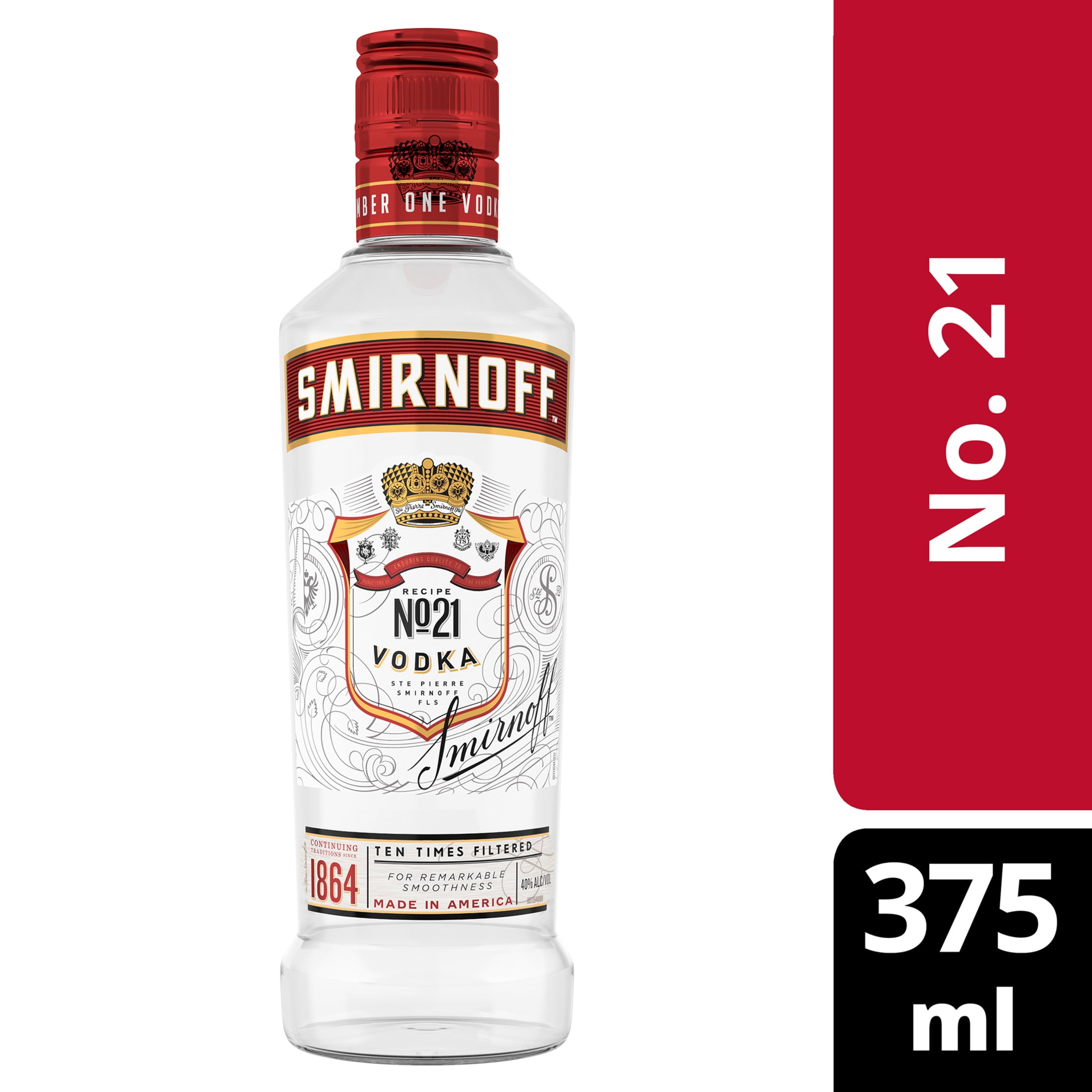 Smirnoff No. 21 80 Proof Vodka, 375 mL Glass Bottle, 40% ABV - Walmart.com