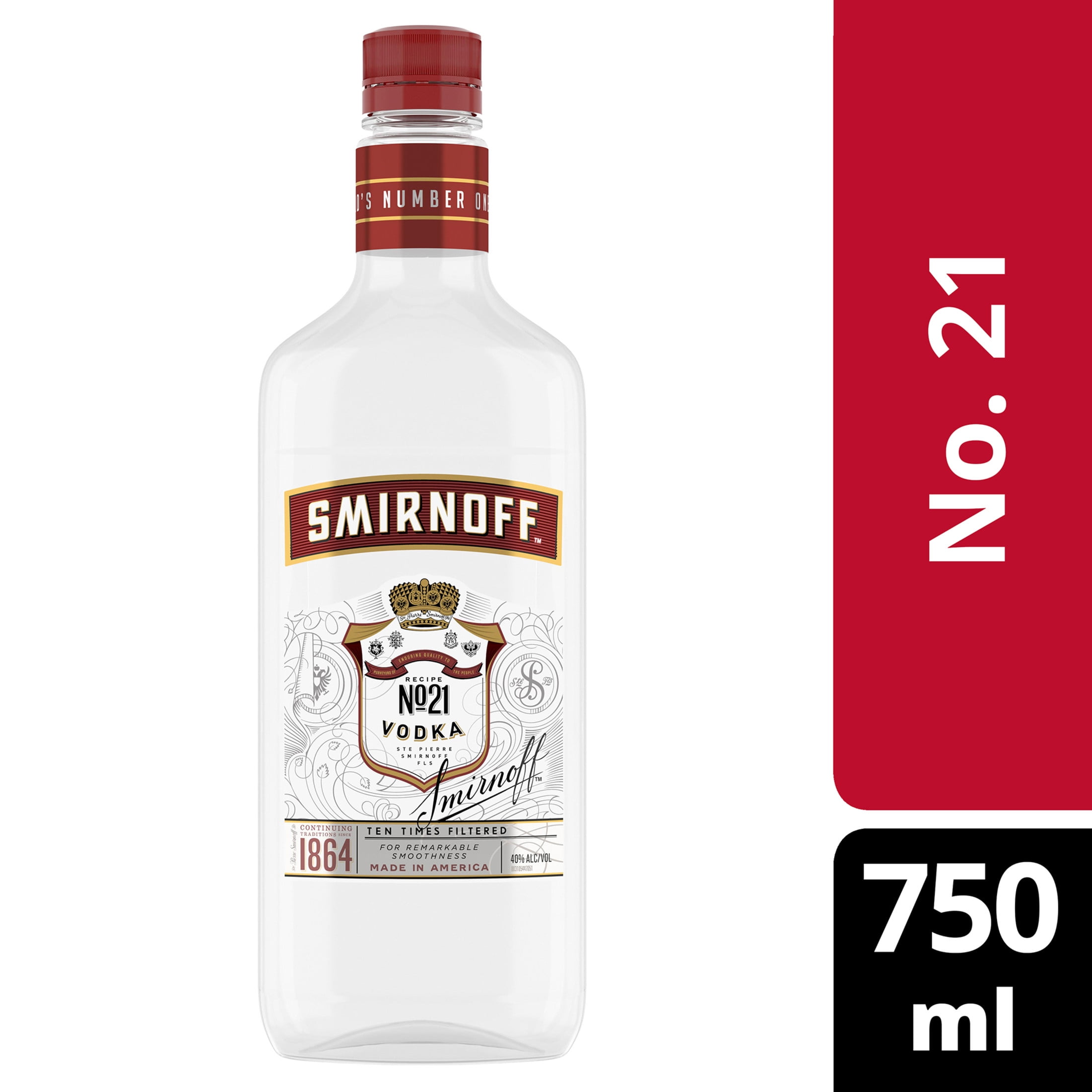 Smirnoff No. 21 80 Proof Vodka, 750 mL PET Bottle, 40% ABV - Walmart.com