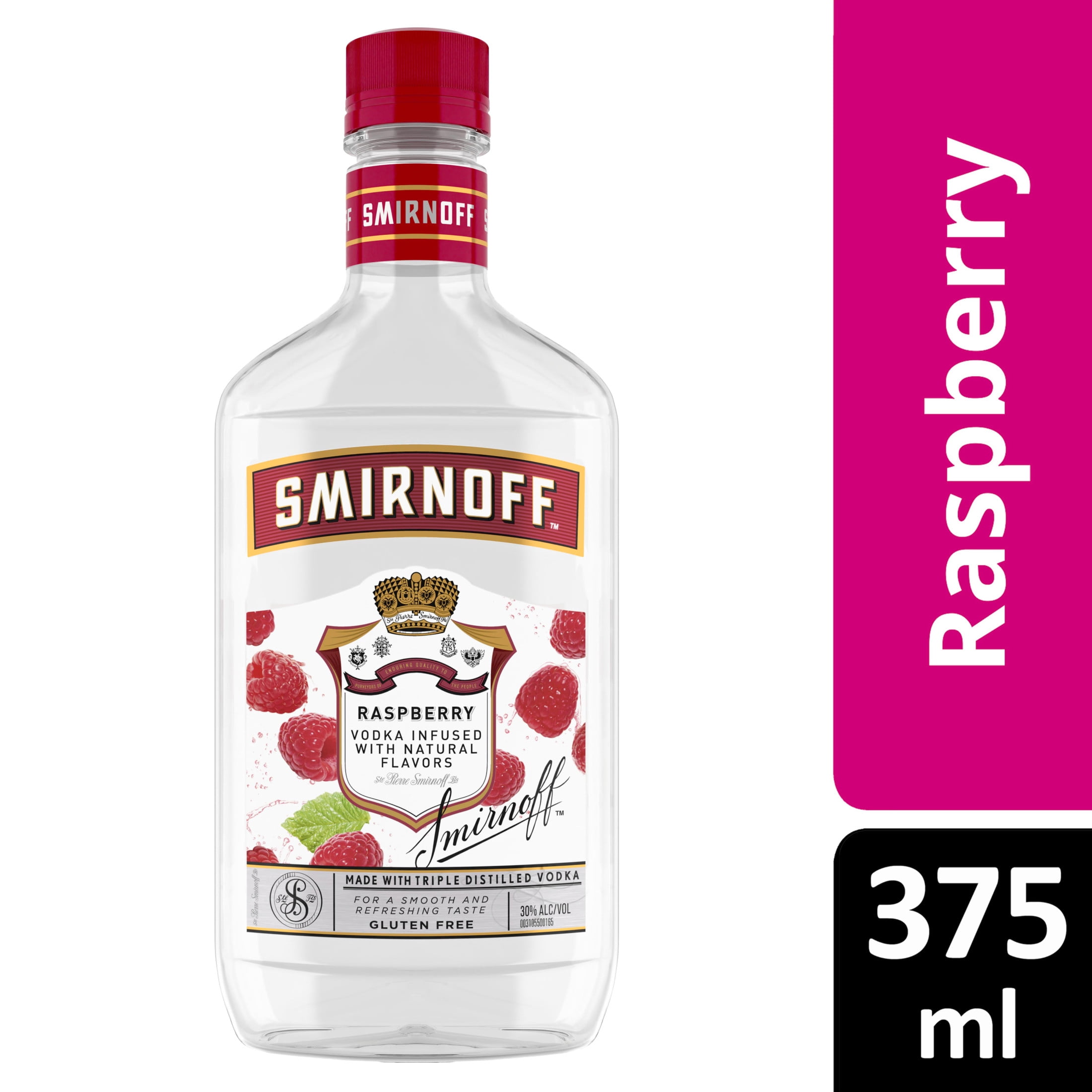 Smirnoff Raspberry (Vodka Infused With Natural Flavors), 375 mL PET ...