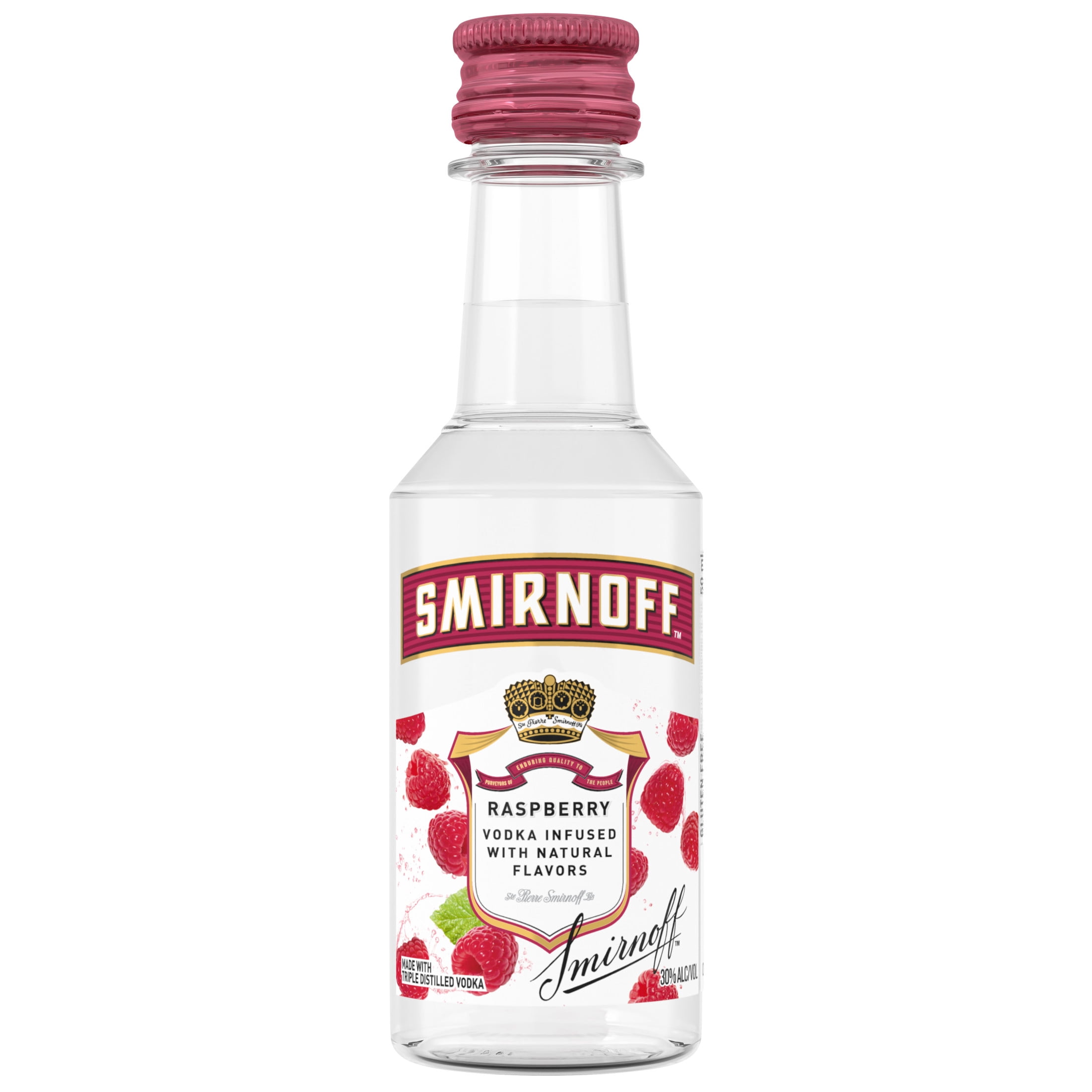 Smirnoff Raspberry (Vodka Infused With Natural Flavors), 50 mL, 30% ABV ...