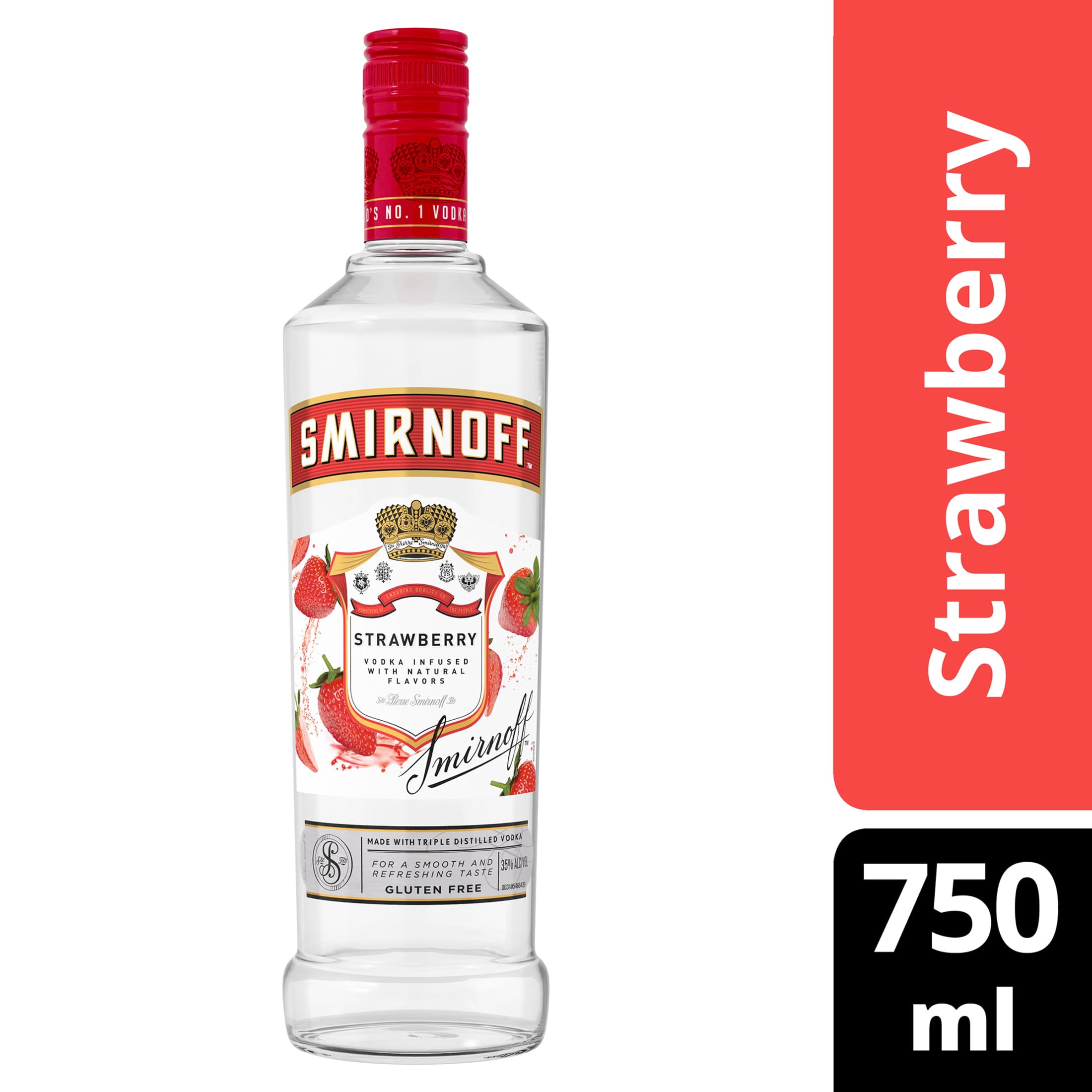 Smirnoff Strawberry (Vodka Infused With Natural Flavors), 750 mL, 35% ...