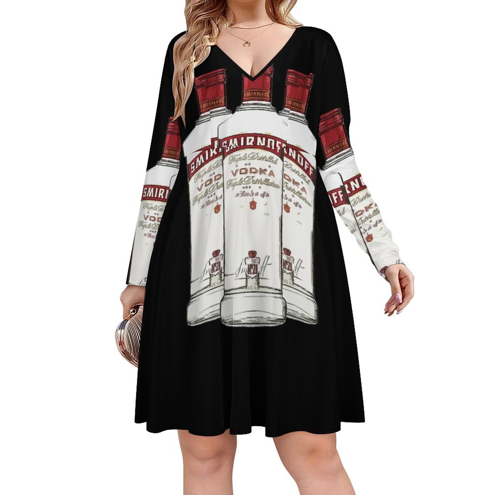 Smirnoff Vodka Alcohol Glass Bottle Long Sleeve Sexy Dresses For Women ...