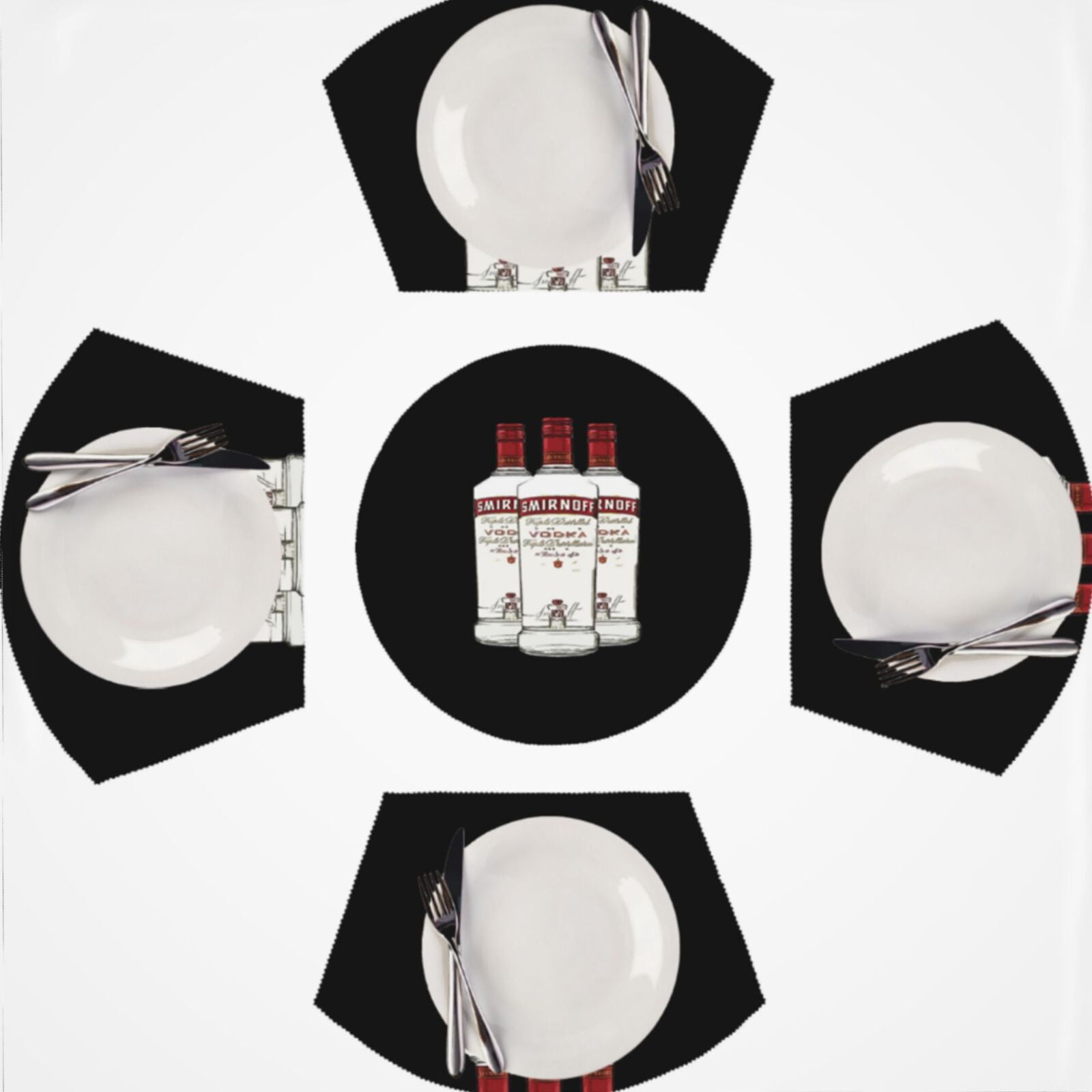 Smirnoff Vodka Alcohol Glass Bottle Round Table Placemats Set Of 5 ...