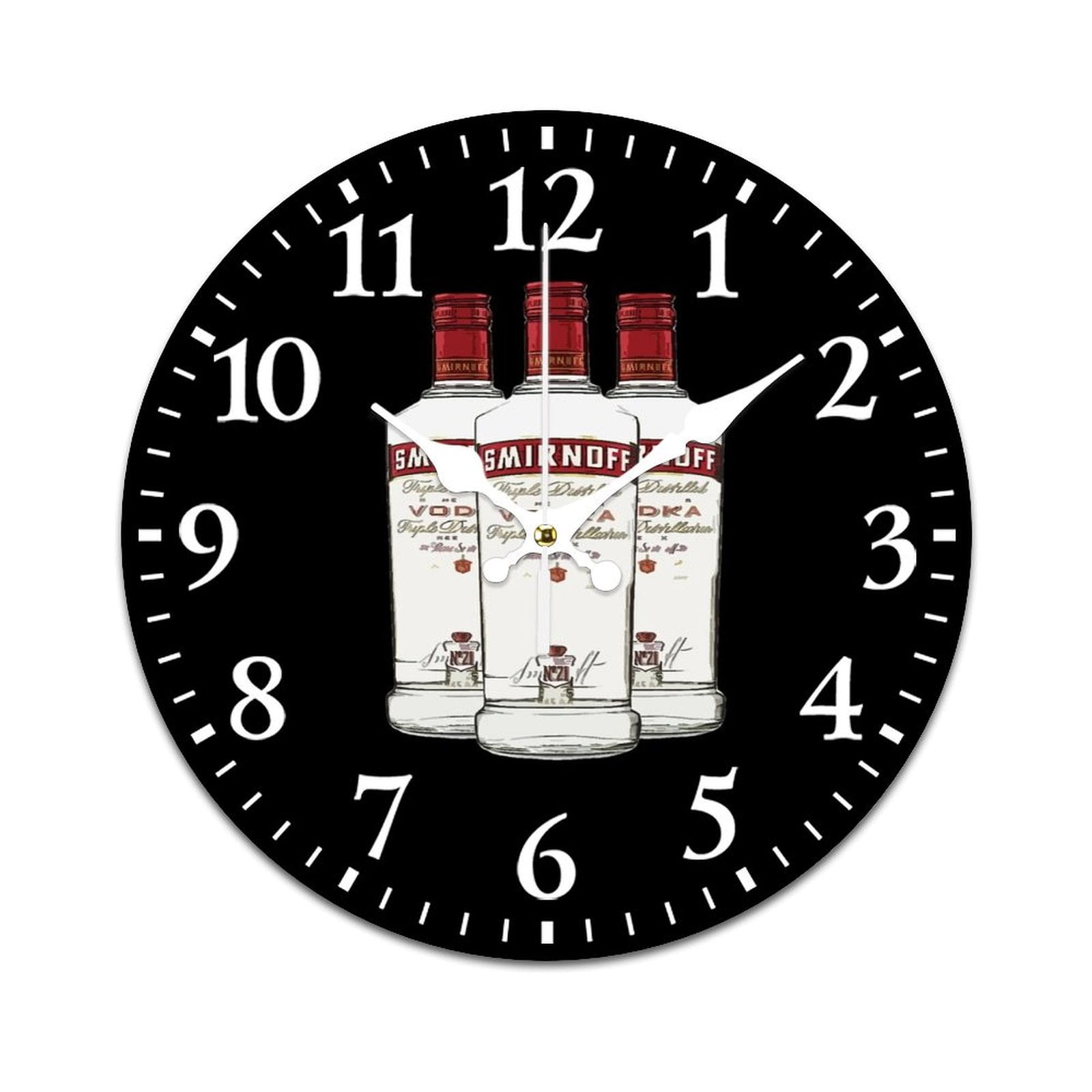 Smirnoff Vodka Alcohol Glass Bottle Wall Clock Modern Design Clocks ...