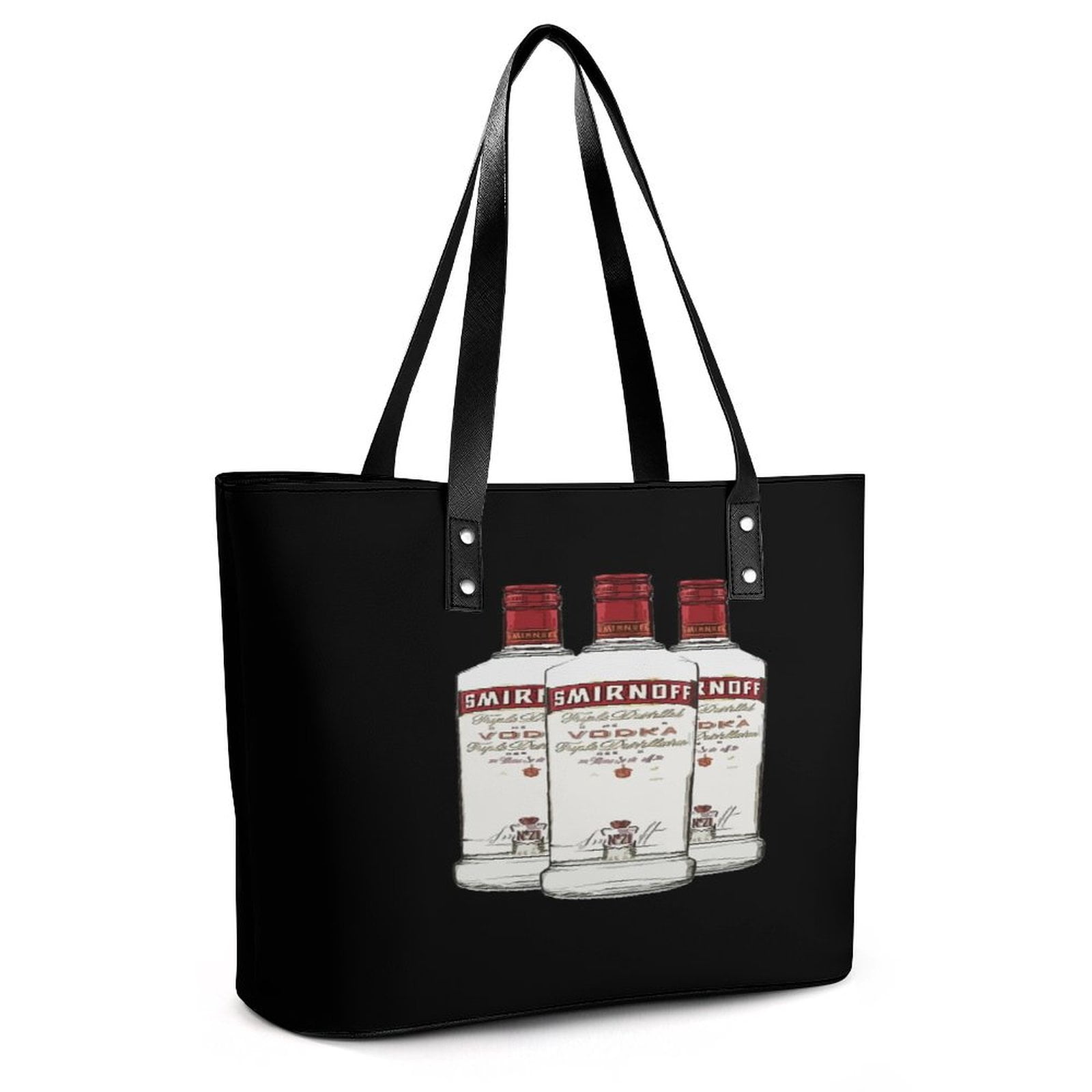 Smirnoff Vodka Alcohol Glass Bottle Woman Leather Handbags Large Tote ...